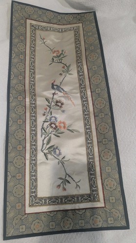 Early 20c Chinese Silk Embroidery Forbidden Stitches Blossoms Flowers ...