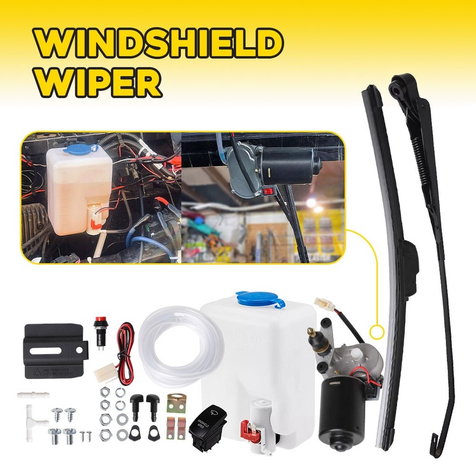 Set Electric Windshield Wiper Motor Kit + Wiper Rocker Switch 12V-24V 5 ...