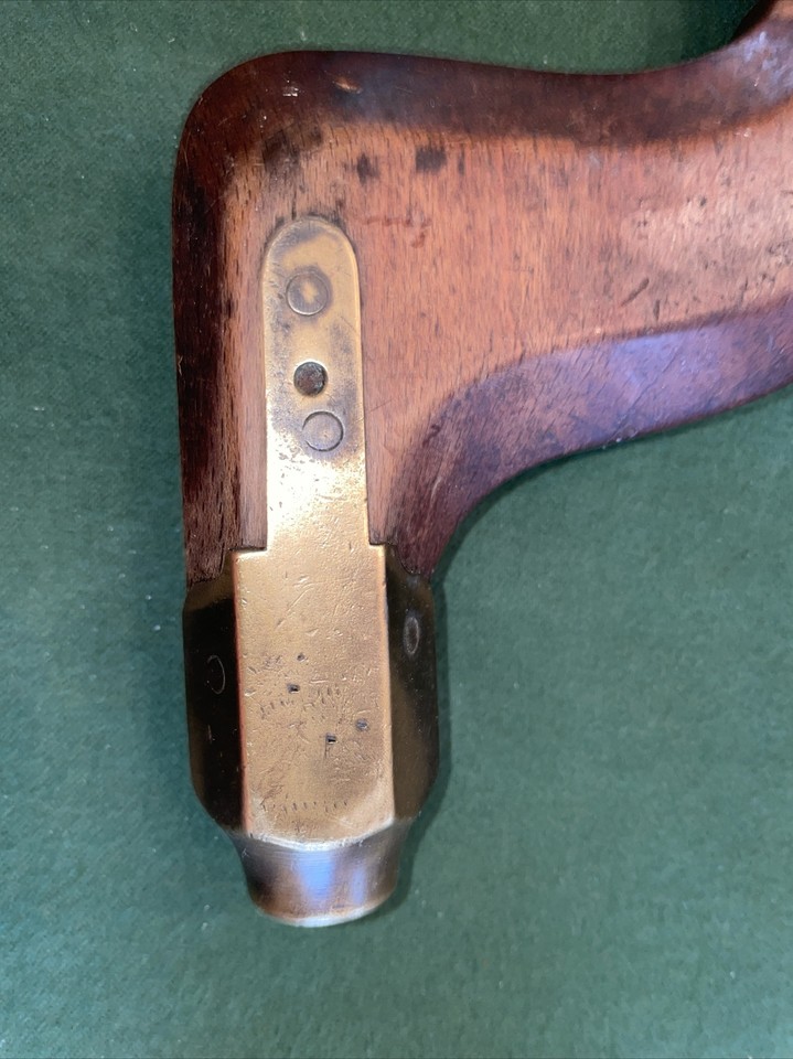 ANTIQUE Wood Brass Bit Brace with Brass Trim Woodworking Tool Drill ...