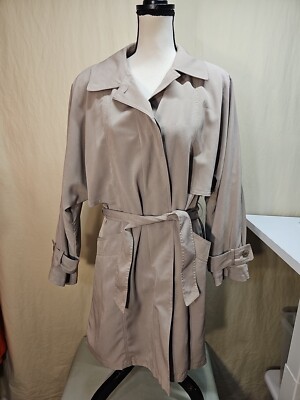 Utex Women's Tan Lightweight Rain Coat Windbreaker Jacket Cinched Waist ...