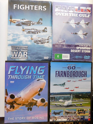 BULK LOT 5x Aircraft DVDS &BOOK Flying Thru Time Eagles Fighters Air ...