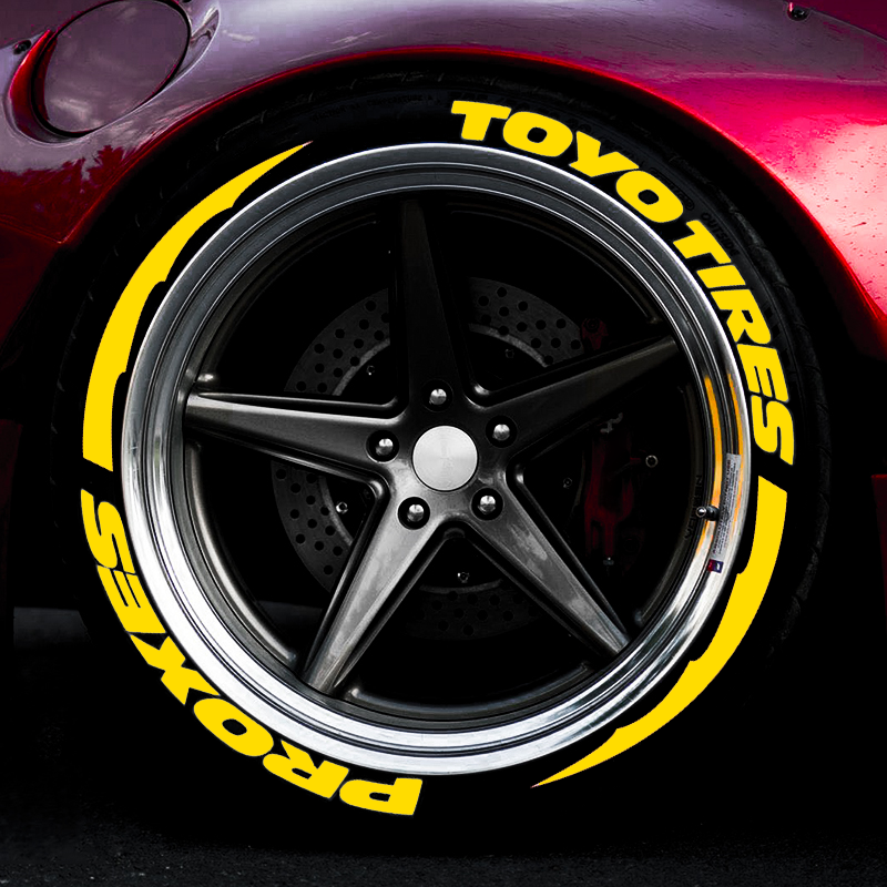 TIres Lettering TOYO TIRES PROXES Sticker Yellow 1.20" 15"-24" 4 Tires ...