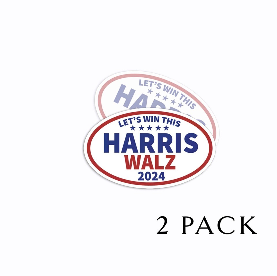 Kamala Harris Tim Walz Let's Win This 2024 Bumper Sticker 2 pack Choose ...