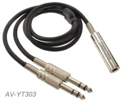 3ft 1/4" TRS Female to 2x 1/4" TRS Male 24awg OFC Flexible Splitter ...