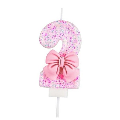 Number Candle Pink Number Candles,Sprinkle Candle Number Cake Topper 2 ...