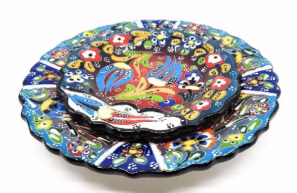 Handmade Turkish Ceramic Pottery Serving Plates Set of 2 - 7" and 5" | eBay