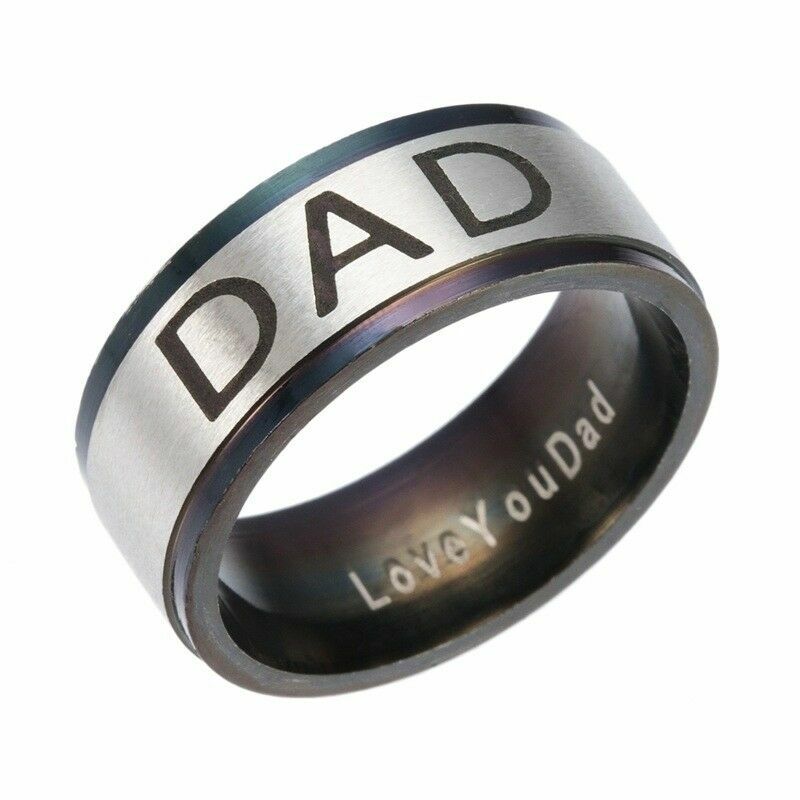 Mens Stainless Steel DAD RING Rose Gold, Silver Men Fathers Day dad ...