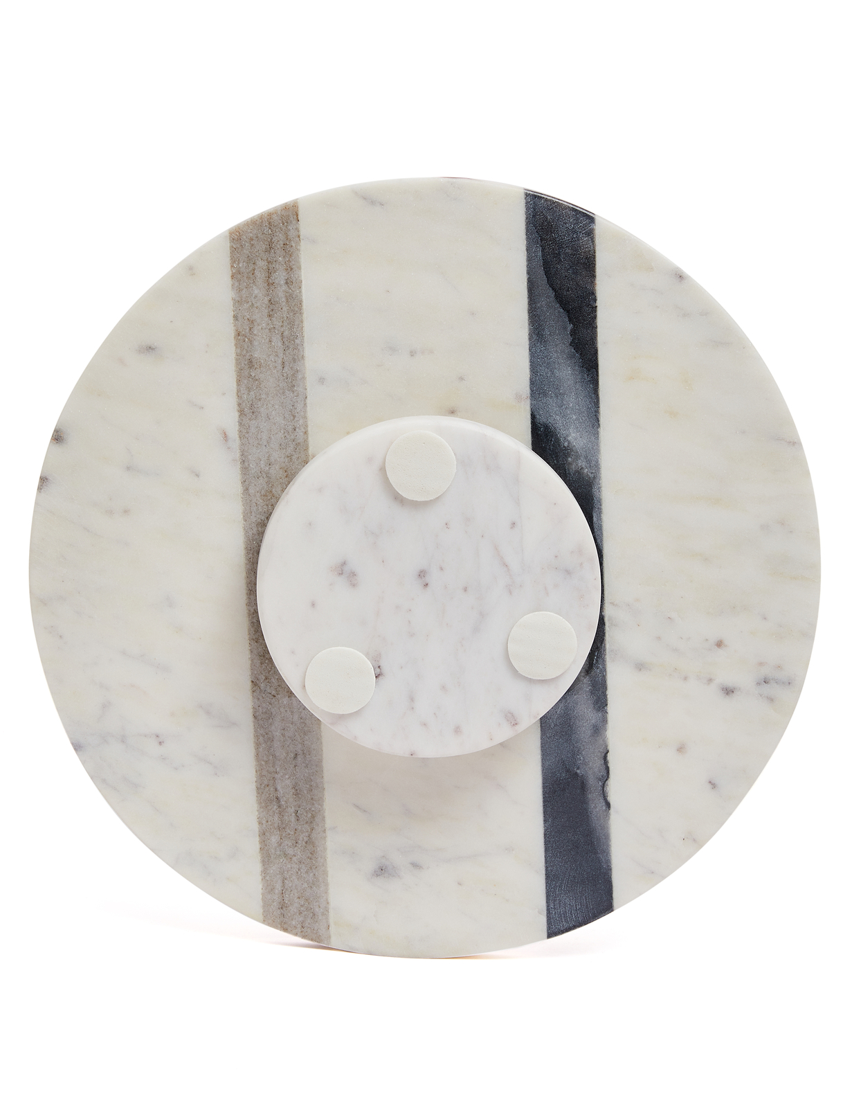 Natural White Genuine Marble 12" Round Lazy Susan With Gray & Beige ...