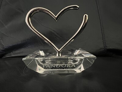 Pandora Crystal & Silver Open Heart Charm Ring Holder Jewelry Stand ...