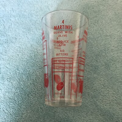 Federal Mixed Drink Bar Measuring Pint Glass Recipes Vintage 50’s EUC ...