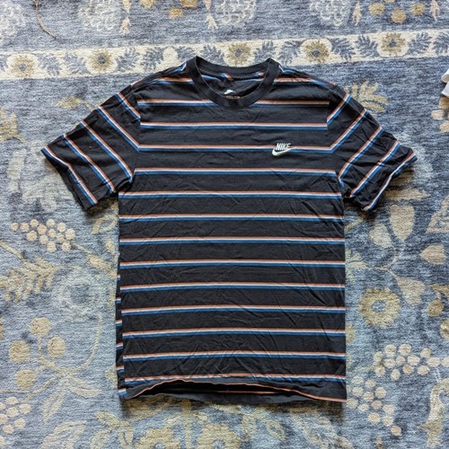 Black Striped Nike The Nike Tee Embroidered Logo T-Shirt Size Medium | eBay