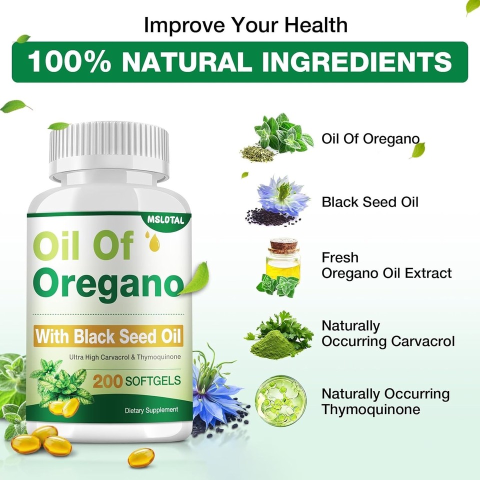 #1 Capsulas De Aceite De Oregano 200 Pastillas Oregano Oil Pills 200 ...
