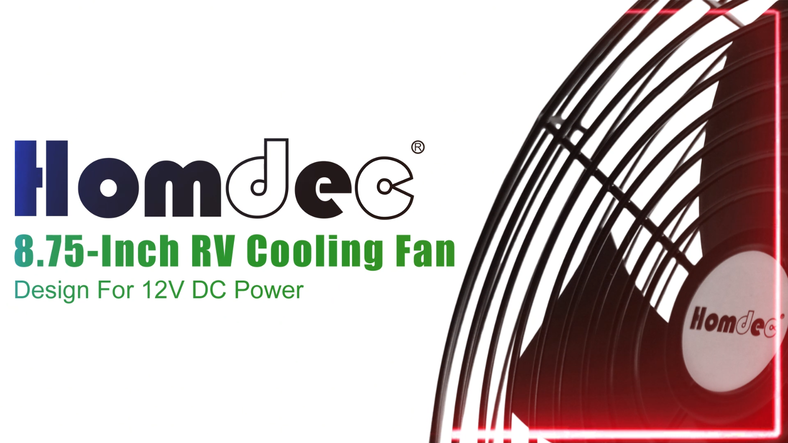 Homdec 8'' 12V RV Car Fan Air Cooling Fan With 2-Speed Switch, For Auto ...