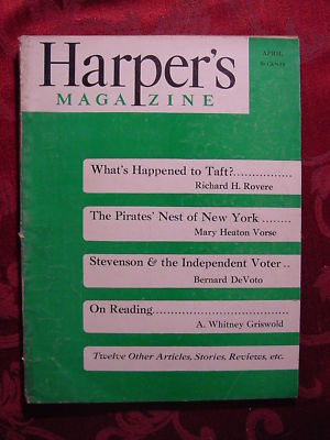 HARPER's April 1952 MARY HEATON VORSE NADINE GORDIMER DAN WICKENDEN | eBay