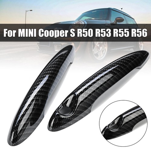 Pair Door Handle Cover Carbon Fiber Trim For MINI Cooper S R50 R52 R53 ...