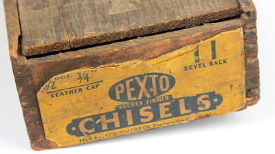 Vintage Pexto Peck Stow & Wilcox Wooden Socket Firmer Chisel Box Empty ...