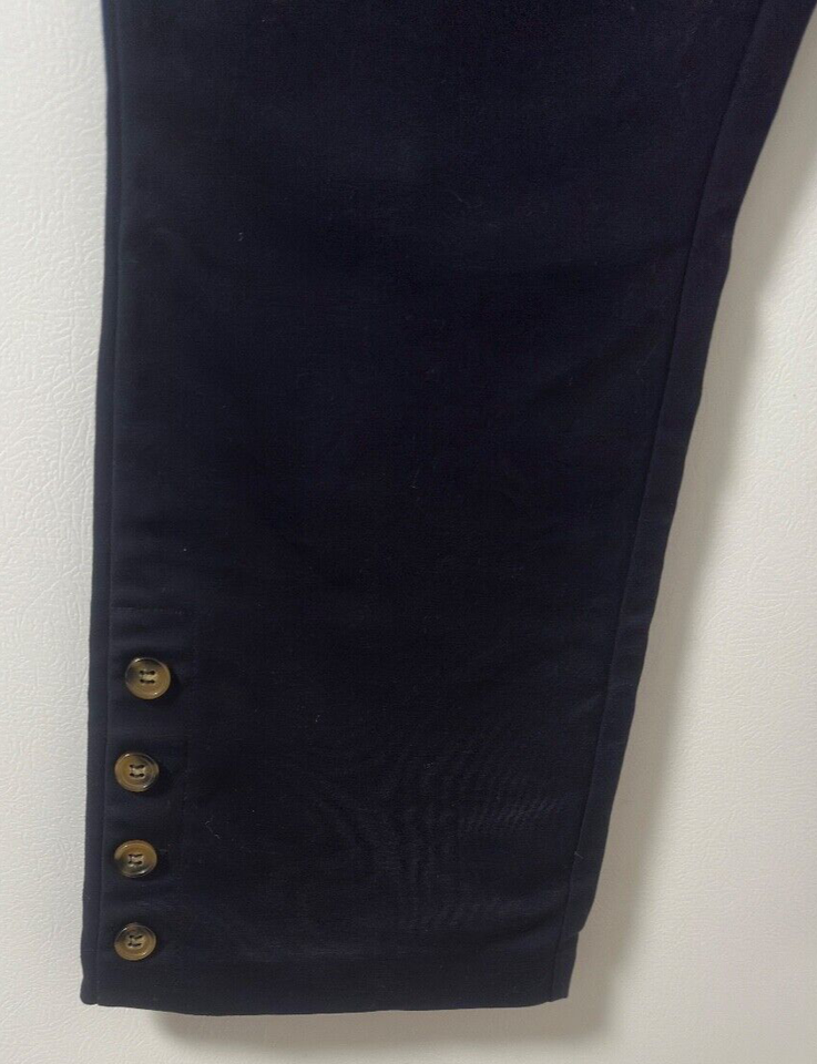 Back Fake Pockets Zipper Navy Blue Buttons Crosby Pants Capris Women's ...