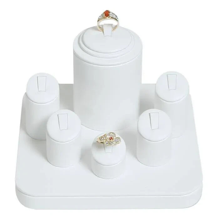 White Leatherette Jewelry Ring Display Set - Holds 6 Rings | eBay