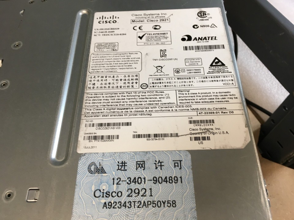Cisco 2900 Series CISCO2921/K9 V08 Integrated Services Router w/ Many ...