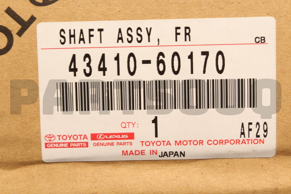 4341060170 Genuine Toyota SHAFT ASSY FR 43410-60170 | eBay