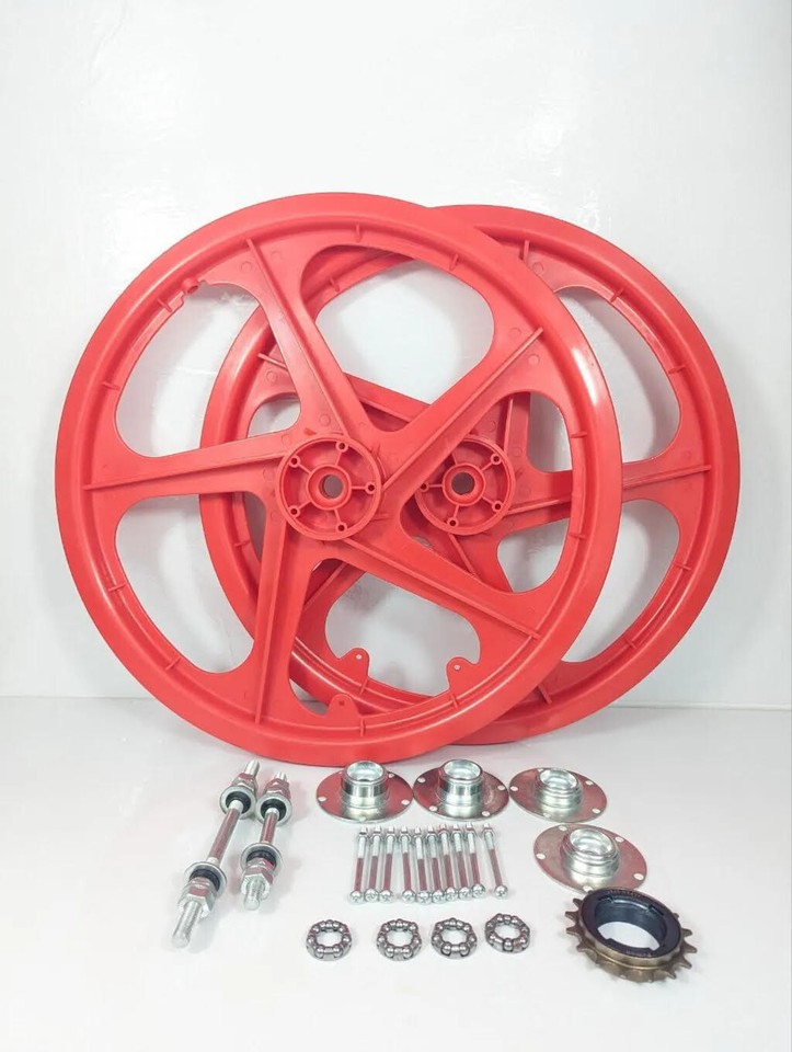 BMX Bicycle 20" PVC Sport Rim Tube Tires Complete Wheelset Hub Seat Red ...
