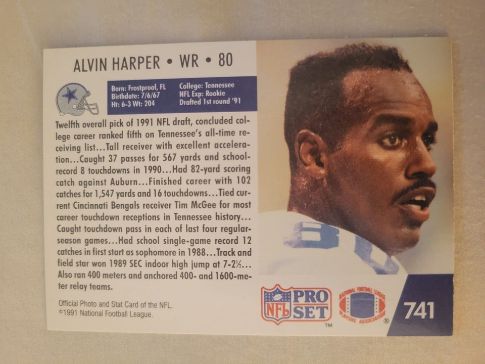 1991 Alvin Harper Pro Set #741 Rookie Card Dallas Cowboys | eBay