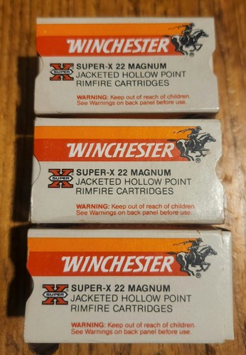 (3)Winchester Super-x 22 Magnum Hollow Point 50rd Boxes(boxes Only No ...