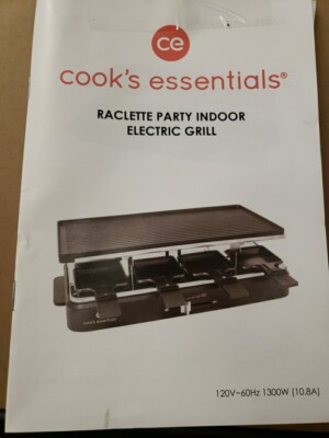 Cooks Essentials Raclette Party Indoor Electric Grill-1300 W New In Box ...
