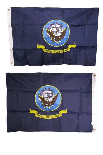 2x3 Embroidered U.S. Navy Ship Double Sided 210D Sewn Nylon Flag 2'x3 ...