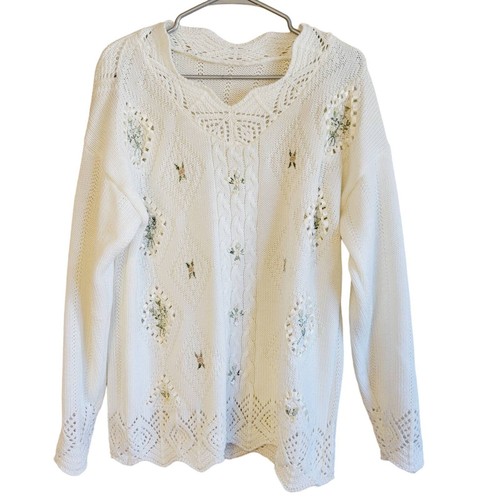 VTG handmade cottage core ribbon flower sweater | eBay