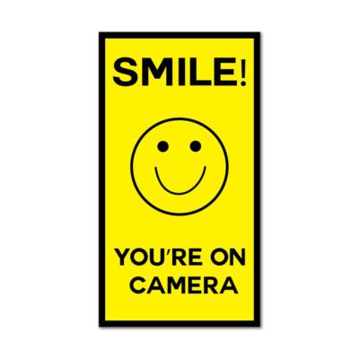 Smile You'Re On Camera Yellow Smiley Face Cctv Car Sticker Decal | eBay