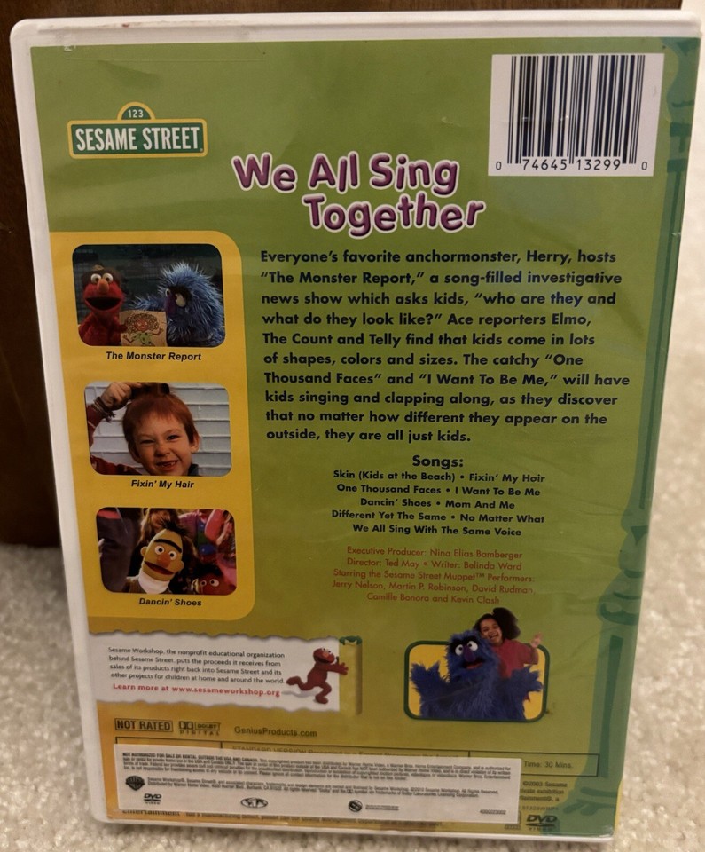 Sesame Street We All Sing Together DVD Kids Show Elmo Telly Harry ...