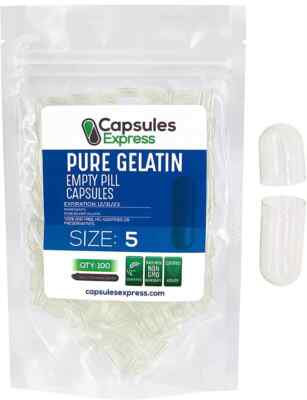 Size 5 Empty Capsules - 100 Count Clear Very Small Empty Gelatin ...
