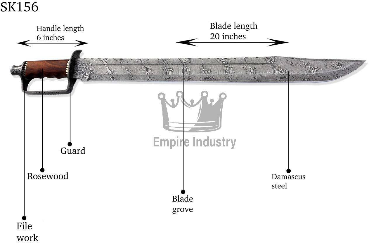 26'' Handmade Damascus Steel D-Guard Sword, Battle Ready With Sheath ...