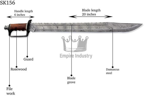 26'' Handmade Damascus Steel D-Guard Sword, Battle Ready With Sheath ...