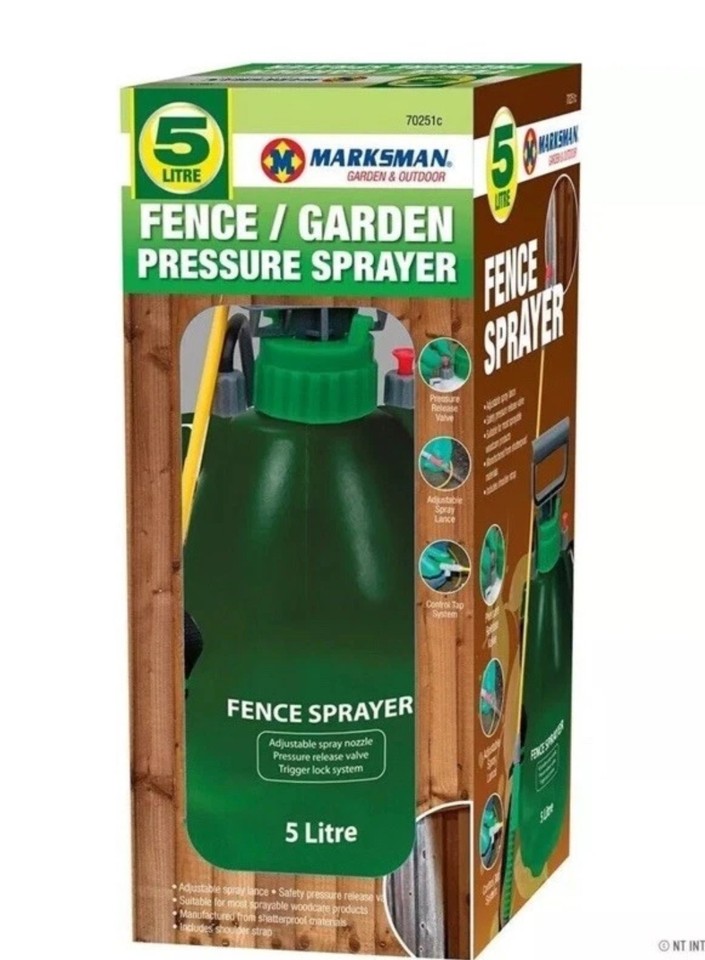5L Pressure Fence Sprayer Timber Wood Treatment Garden Shed Decking ...