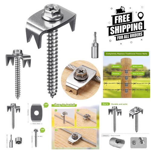 Reusable Wire Fence Staples - Easy Install 1.6" Screws for All Fencing ...