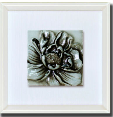 Quadro dipinto in rilievo fiore peonia moderno argento e beige con ...