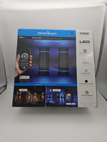 Atomi Smart Wifi Wall Light/ Sconce 1200-lumen Brightness Dimmable 2 ...