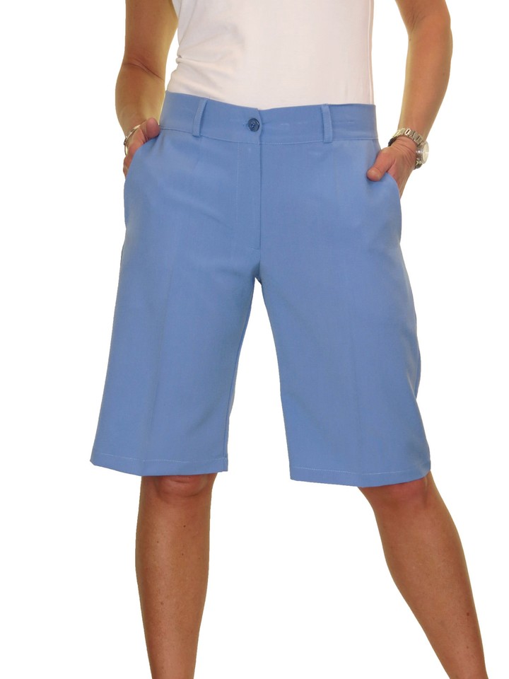 Ladies High Waist Tailored Knee Length Shorts Summer Smart Casual Day ...