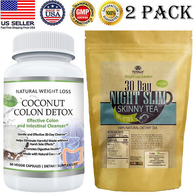 Coconut Colon Detox Capsules Night Slim Tea Weight Loss Fat Burn Tea ...
