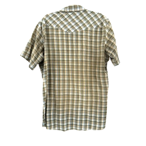 Wrangler Western Pearl Snap Shirt Mens 2XL Brown Plaid Cowboy Landman ...