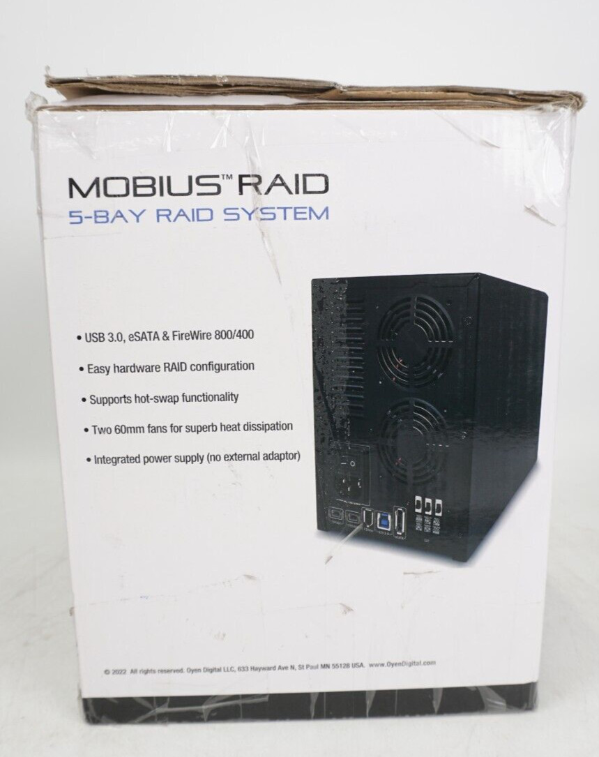 Mobius 5-Bay FireWire 800 eSATA USB 3.0 RAID ハードドライブアレイ-