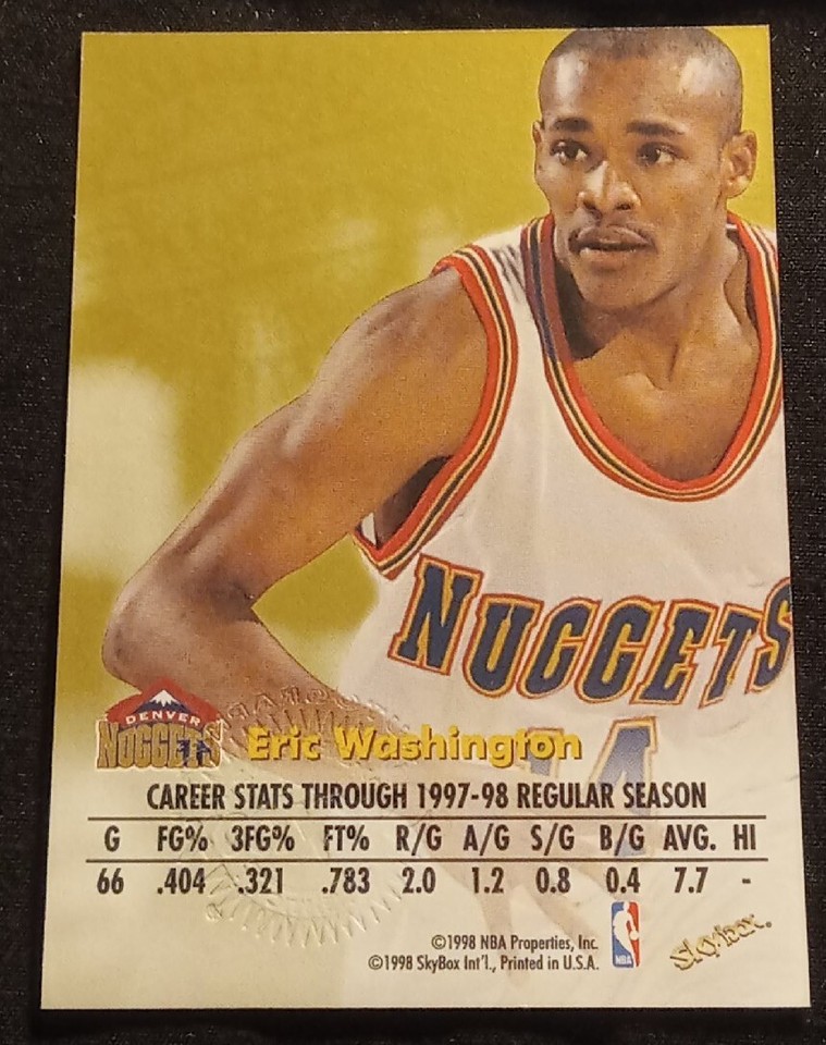 1998-99 ERIC WASHINGTON SKYBOX AUTOGRAPHICS AUTO ALABAMA CRIMSON TIDE ...