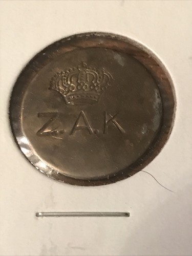 Token Letters ZAK with a Crown Over it Engraved into Coin Size of Hobo ...