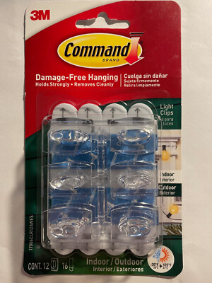 3M Command Mini Hook Clear 17006CLR-12ES - 12 hooks & 16 strips | eBay
