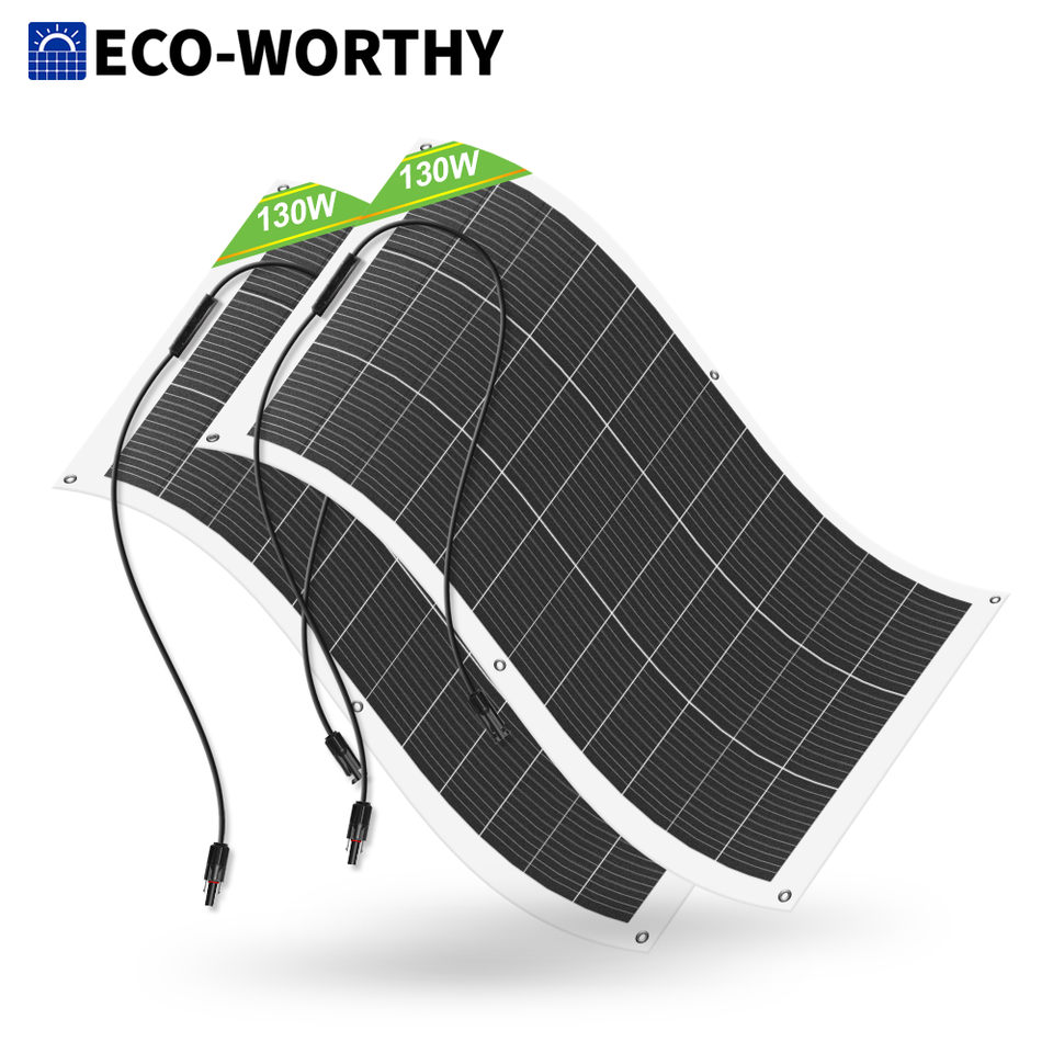 ECO-WORTHY 130W Watt Portable Flexible Solar Panel RV Camping Off-Grid ...