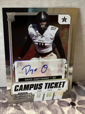 2021 PaninI Contenders Draft Picks Dayo Odeyingbo /99 Rookie Auto ...