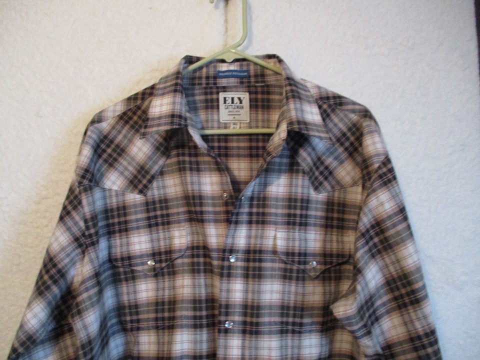 Men's, ELY Cattleman, Western, Cowboy, Pearl Snap, Long Sleeve Shirt ...