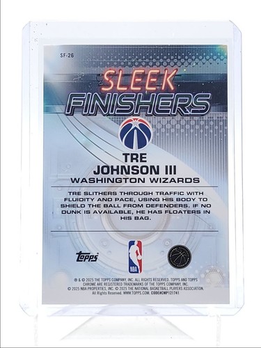 TRE JOHNSON III 2025-26 TOPPS CHROME SLEEK FINISHERS ORANGE GEO RC /25 ...